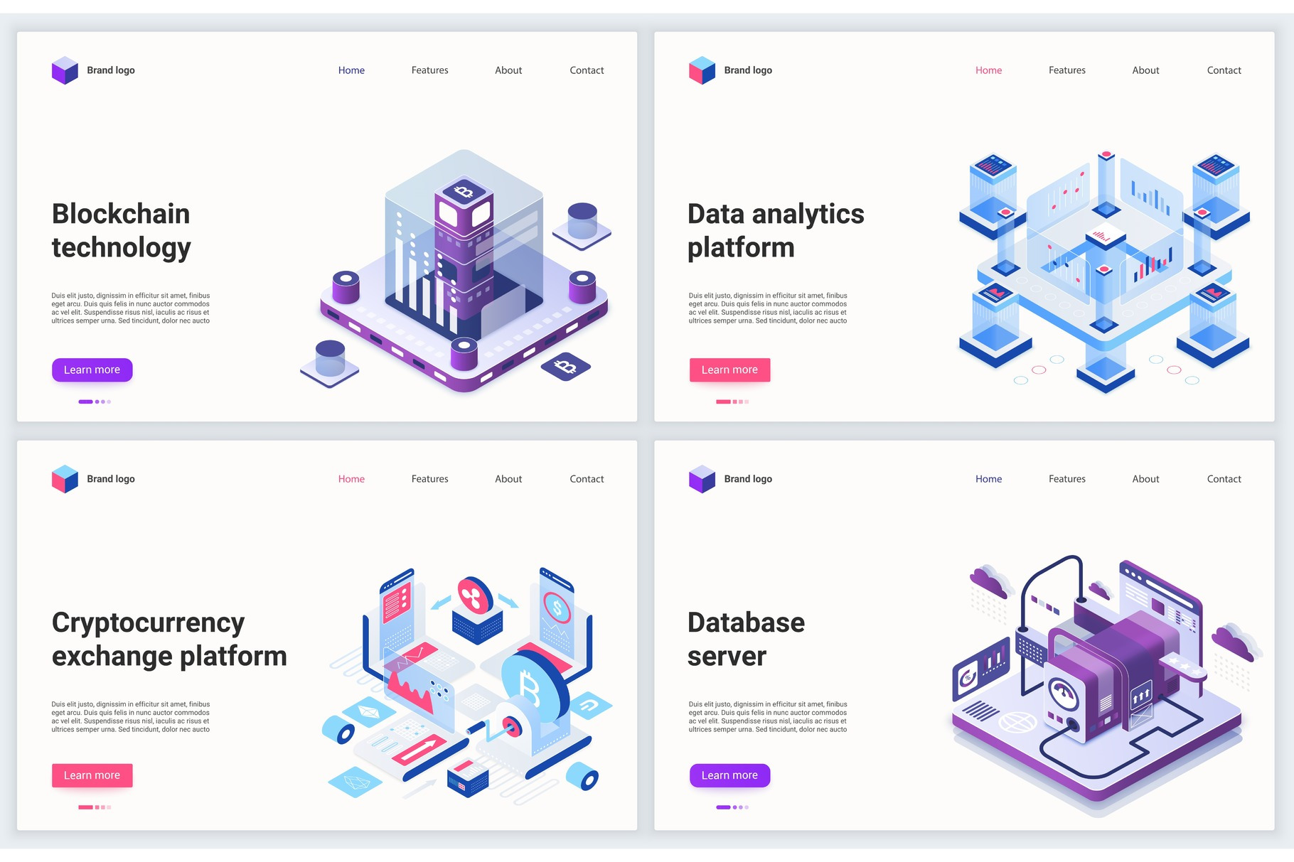 Isometric web template landing pages | Technology Illustrations ...