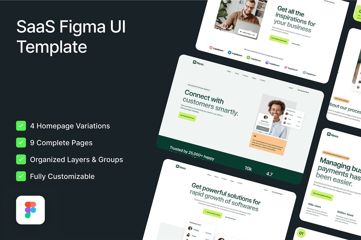Nexo: Multi-Layout SaaS Figma, an UI Kit Template by FinestDevs