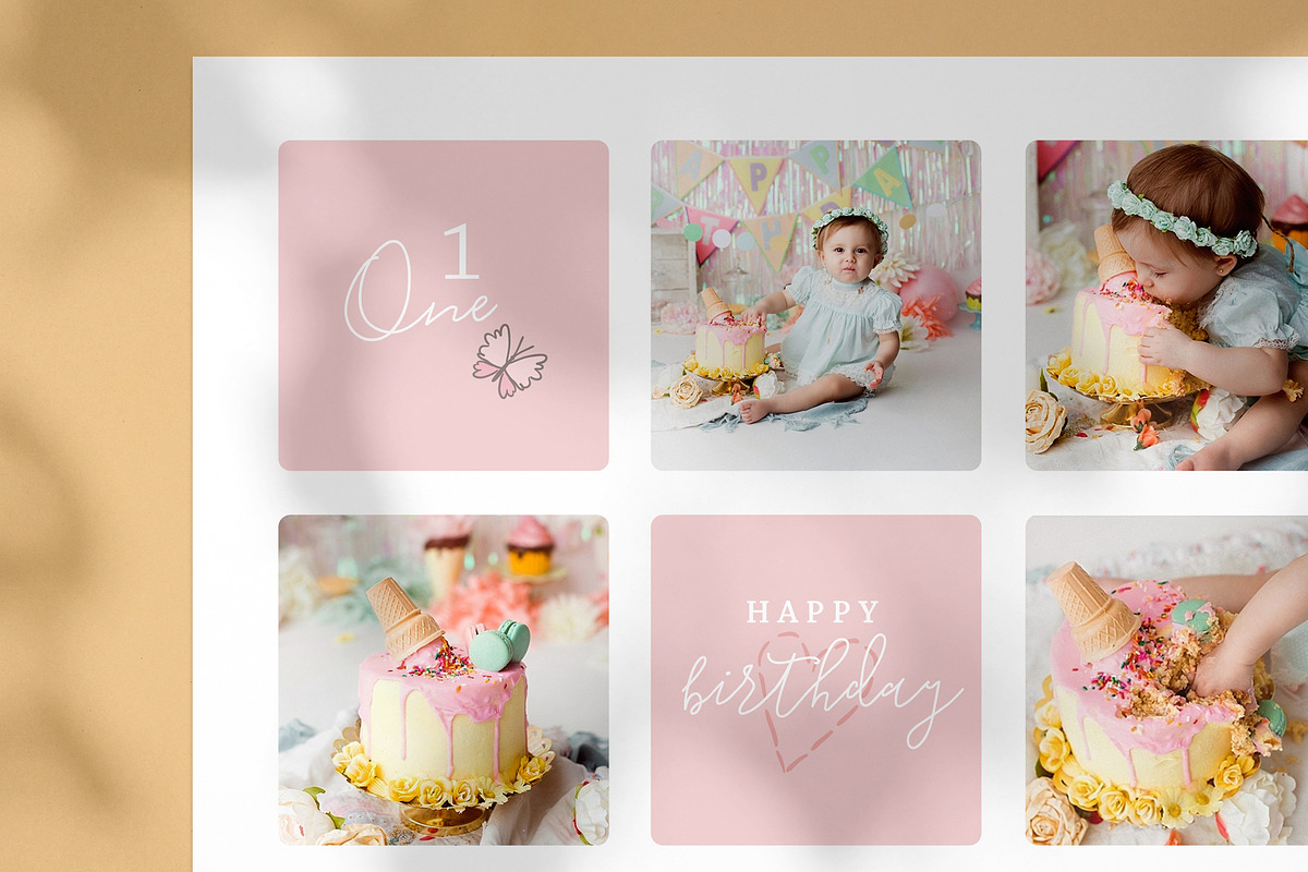 Cake Smash Photo Collage Templates, a Product Mockup by By Stephanie Design
