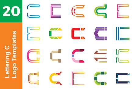 20 Logo Lettering C Template Bundle, a Branding & Logo Template by ...