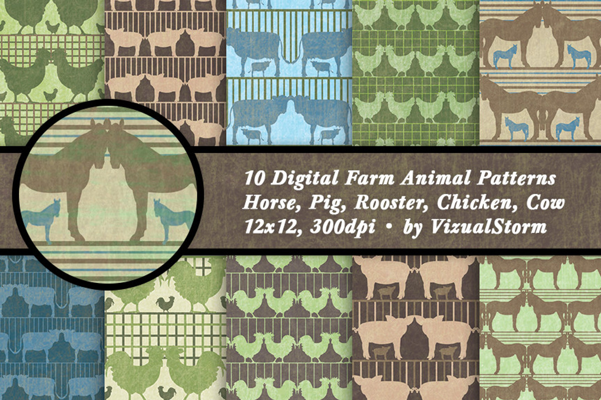 Farm Animal Patterns, a Pattern Graphic by VizualStorm