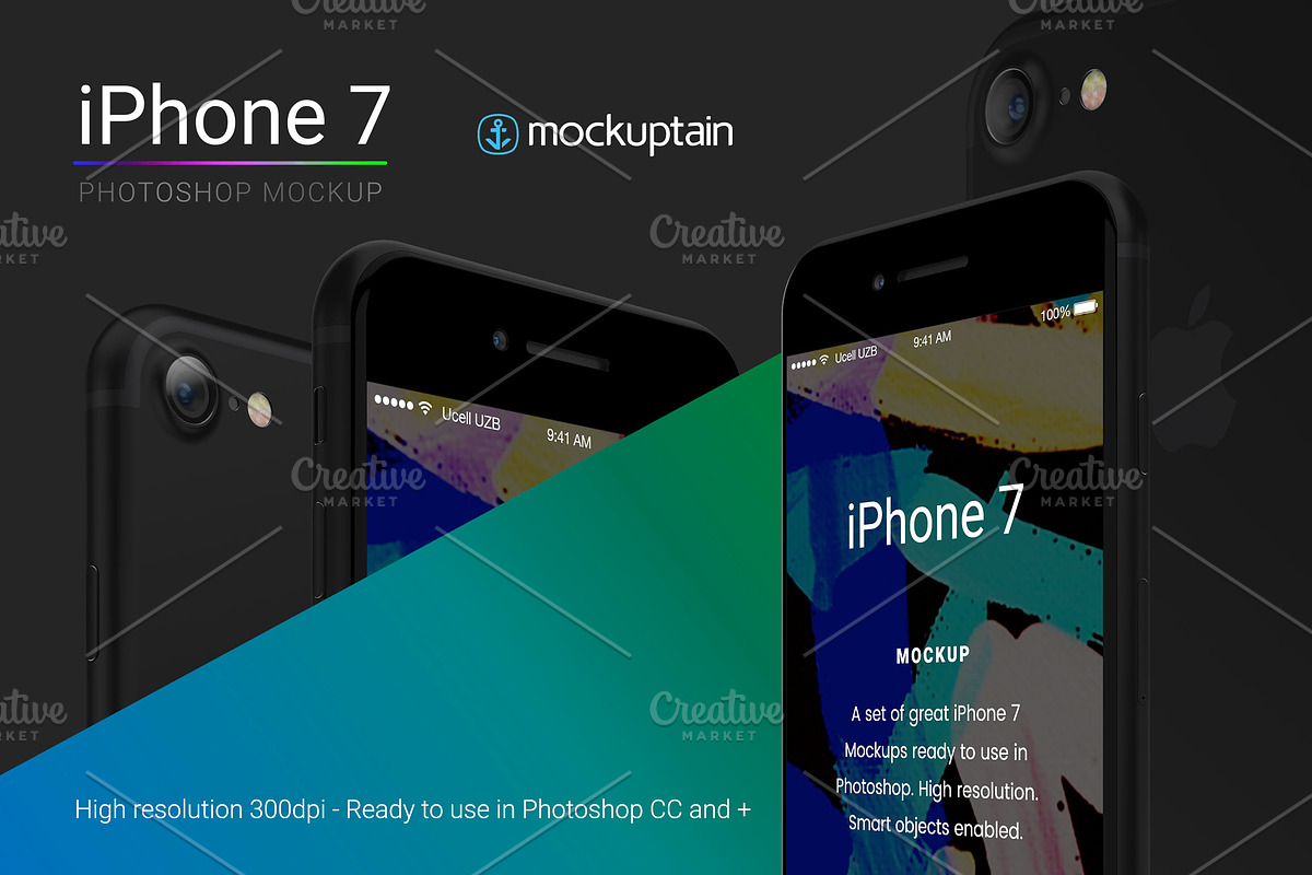 Iphone 7 Mockup Angled Black, an iPhone Mockup by mockuptain