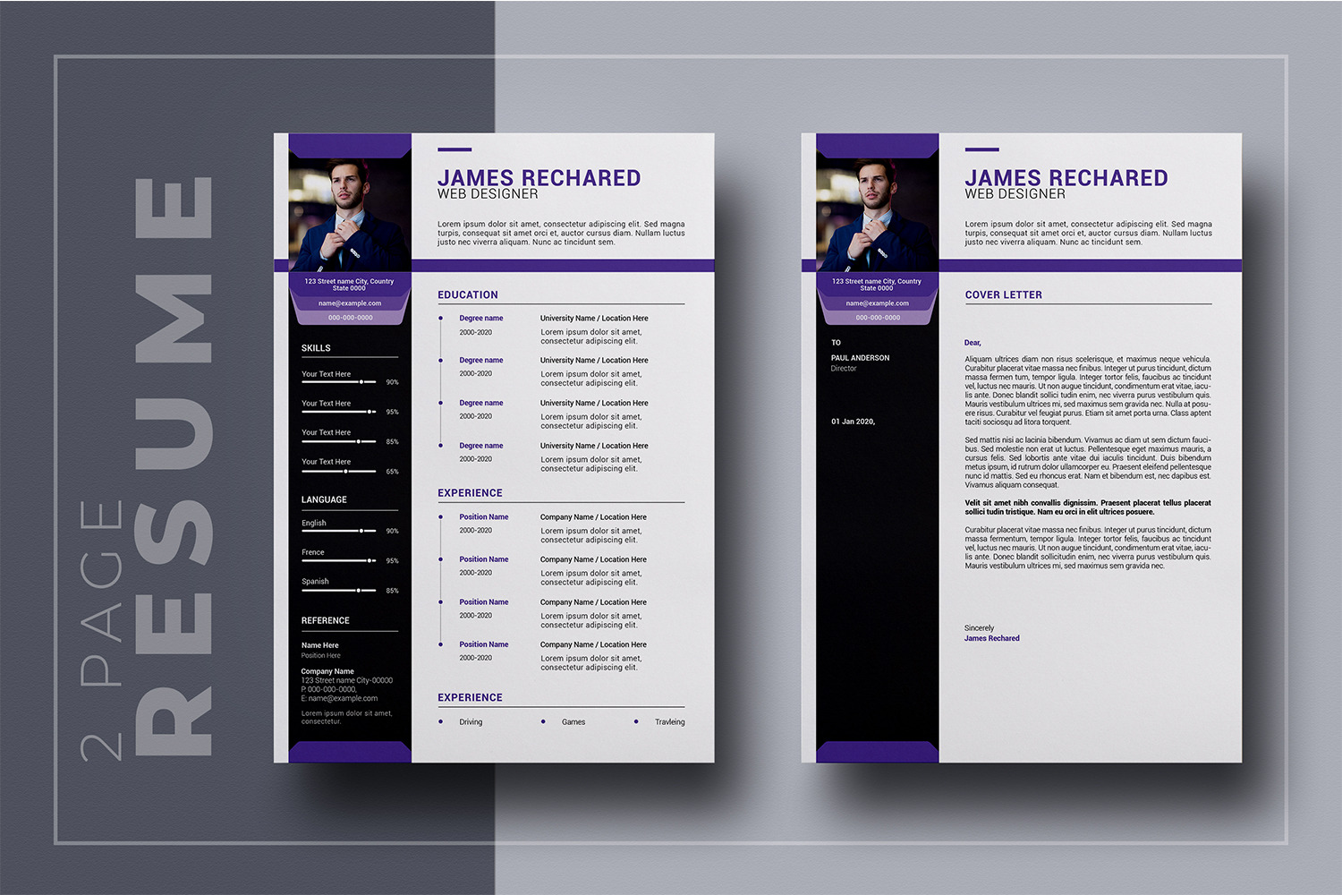 2 Page Resume Template, a Resume Template by crazyOWL
