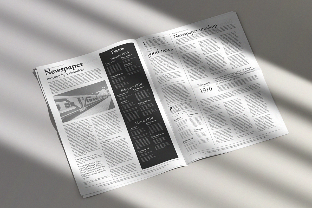 Newspaper Mockup, a Books & Magazine Mockup by WebAndCat
