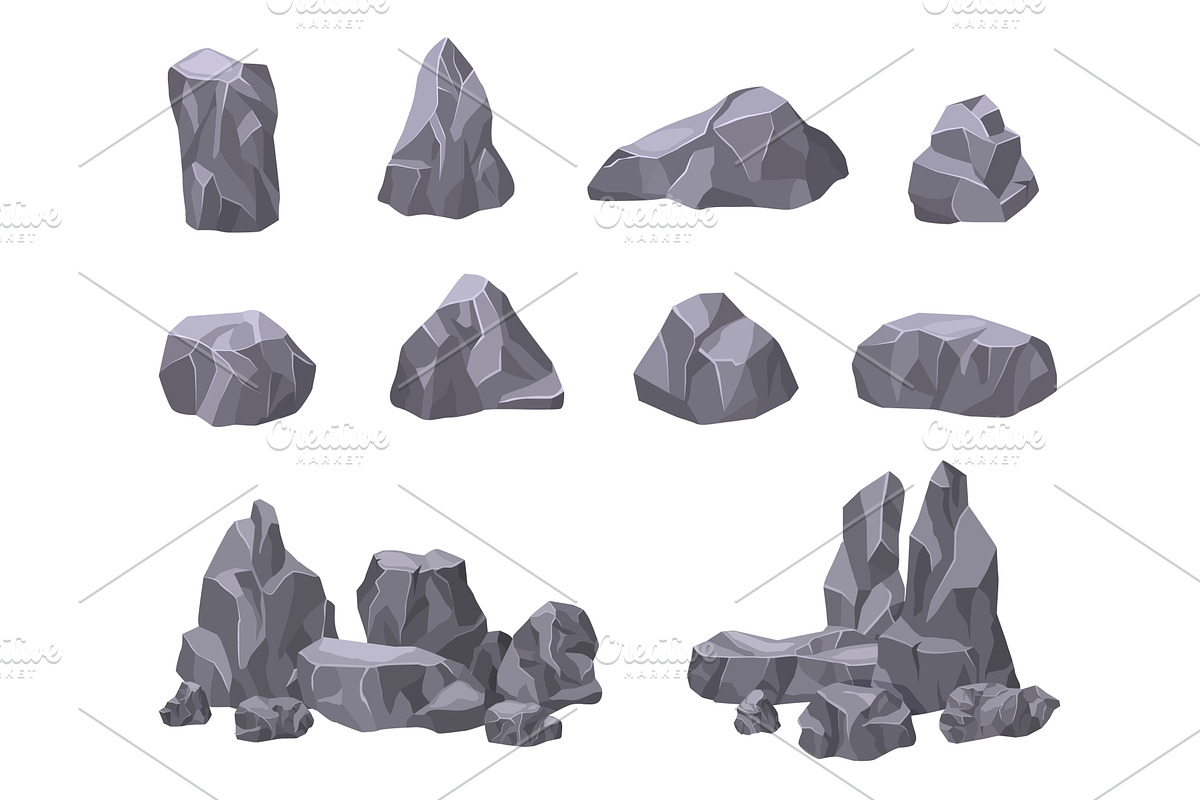 Cartoon natural stones. Rock piles, a Background Graphic by LadadikArt ...