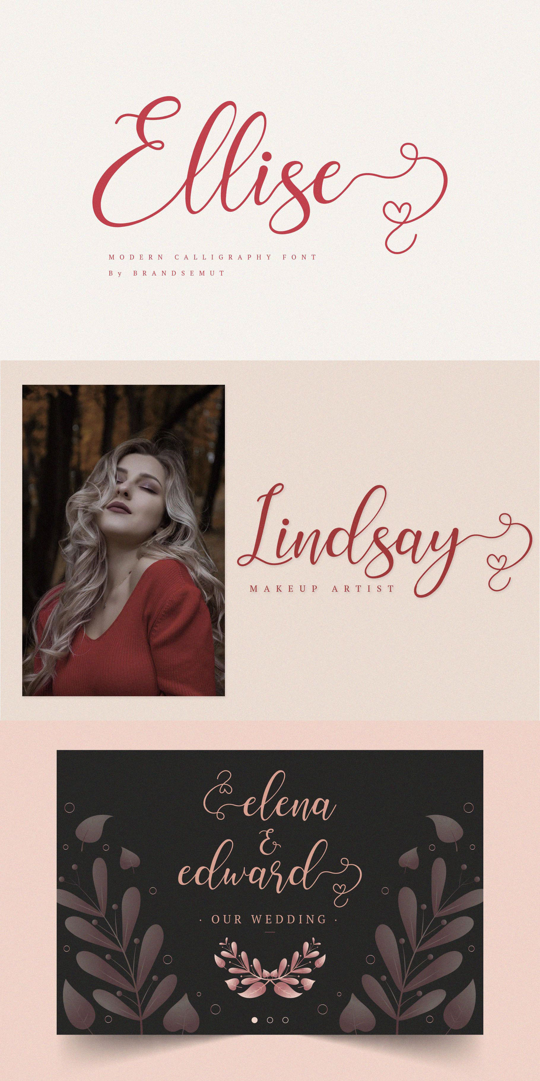 Ellise - Lovely Script Font, a Script Font by BrandSemut