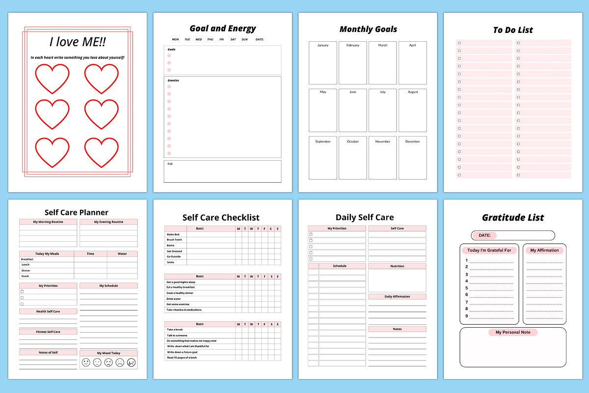 Editable Self-Growth Planner Canva