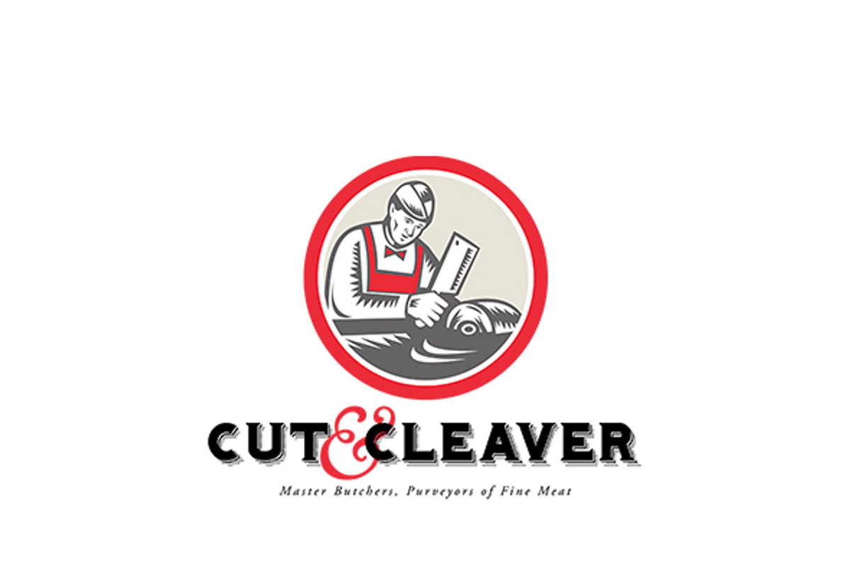 Cut and Cleaver Master Butcher Logo, a Branding & Logo Template by ...