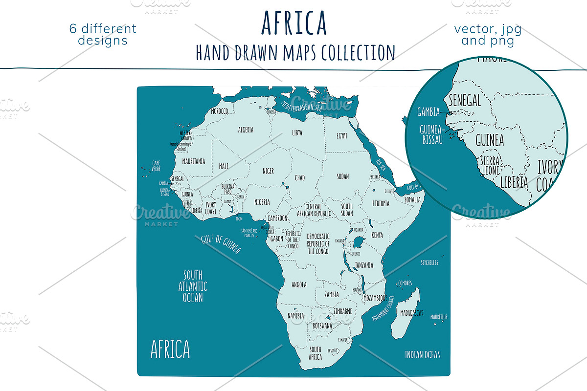 Africa Maps Collection, an Education Illustration by ...