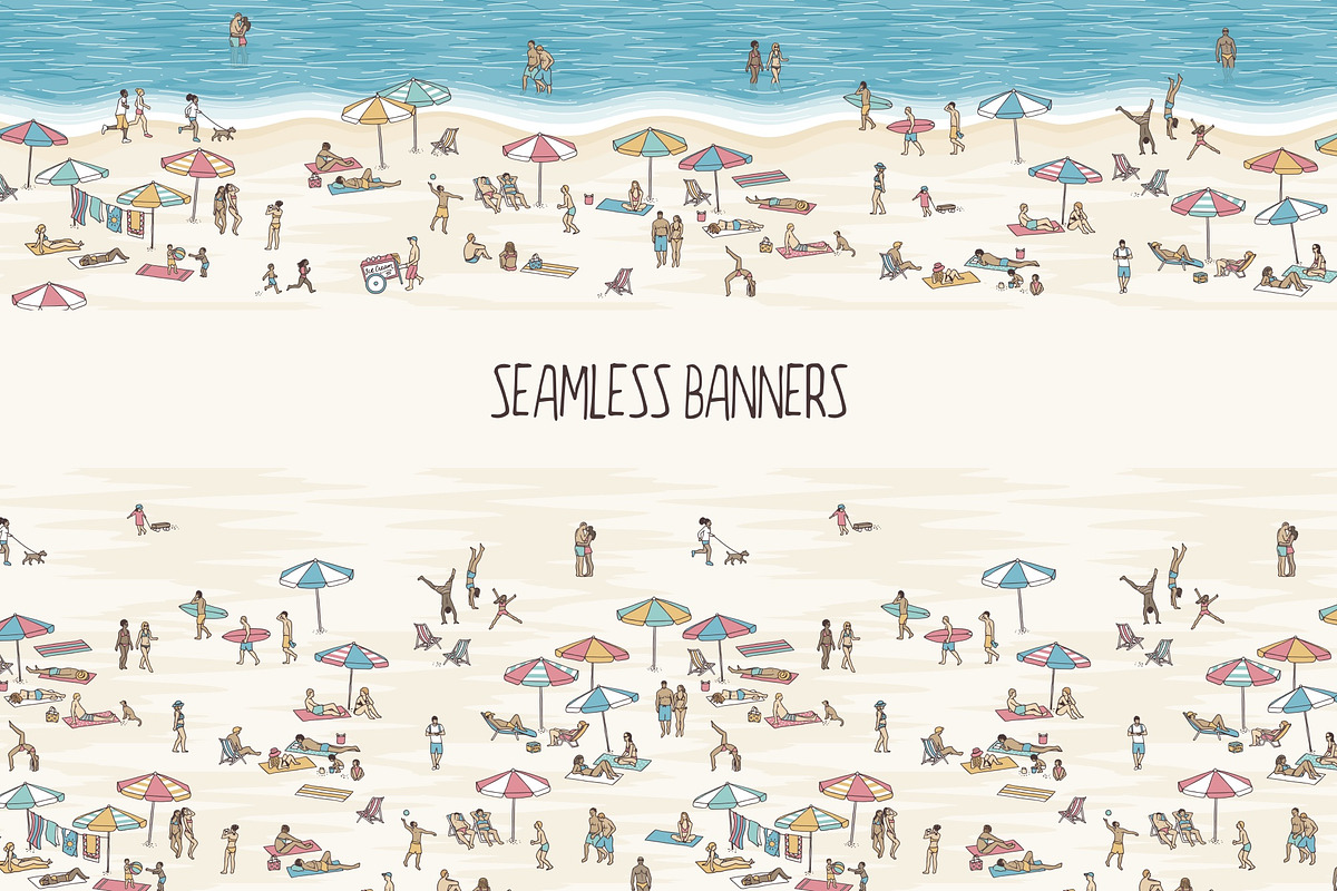Beach holiday - Pattern & Banners, a Person Illustration by Franzi draws