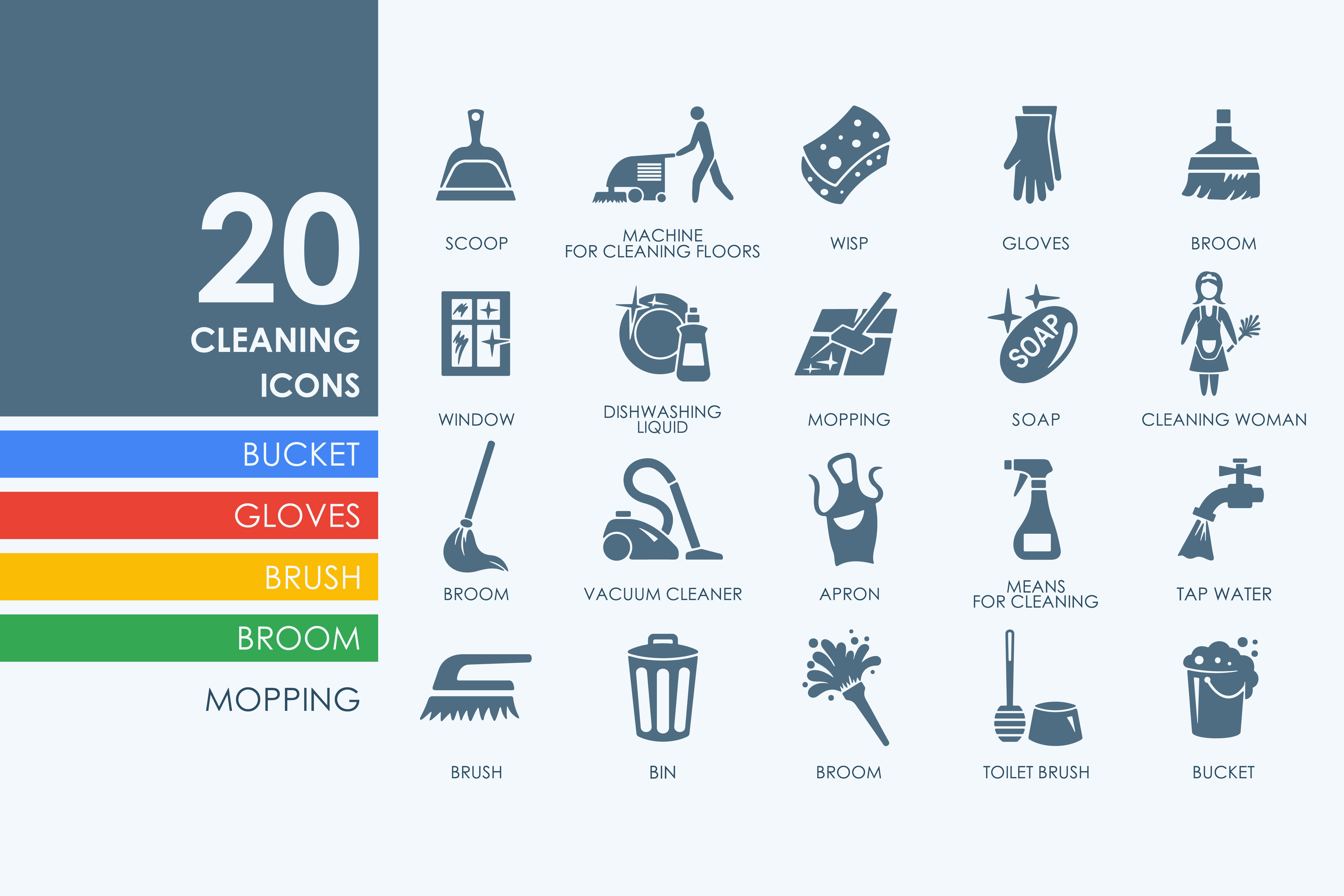 20 cleaning icons, an Icon by Palau | Creative Market