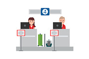 Passport Control Counter, Vector, a Person Illustration by robuart