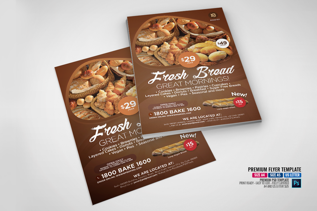 Bakery Flyer, a Flyer Template by PSDPixel