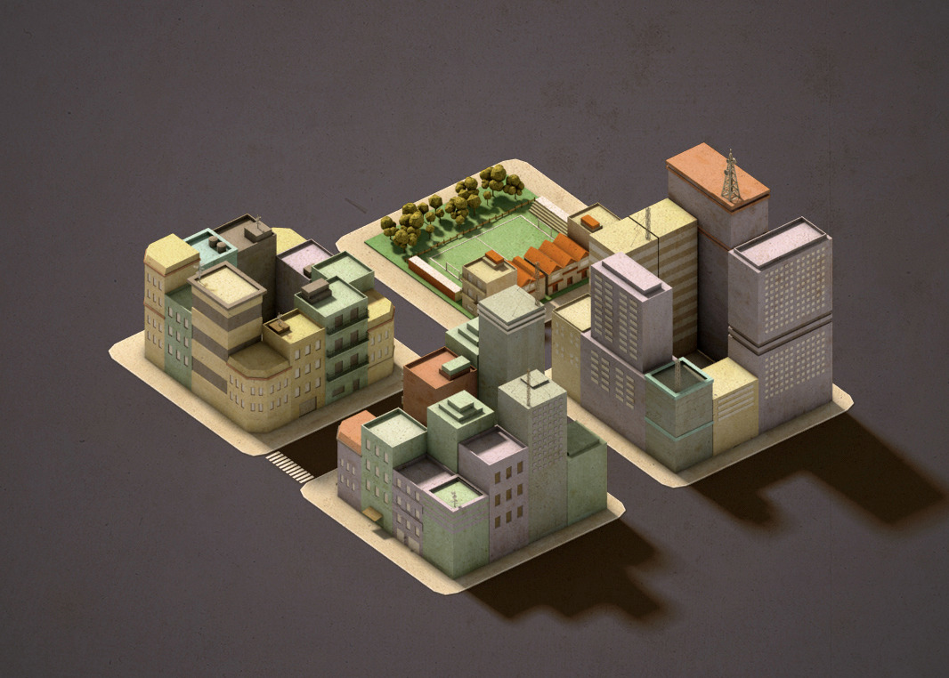 Low poly pack of 4 blocks, an Architecture 3D Model by Gabi Quintana ...