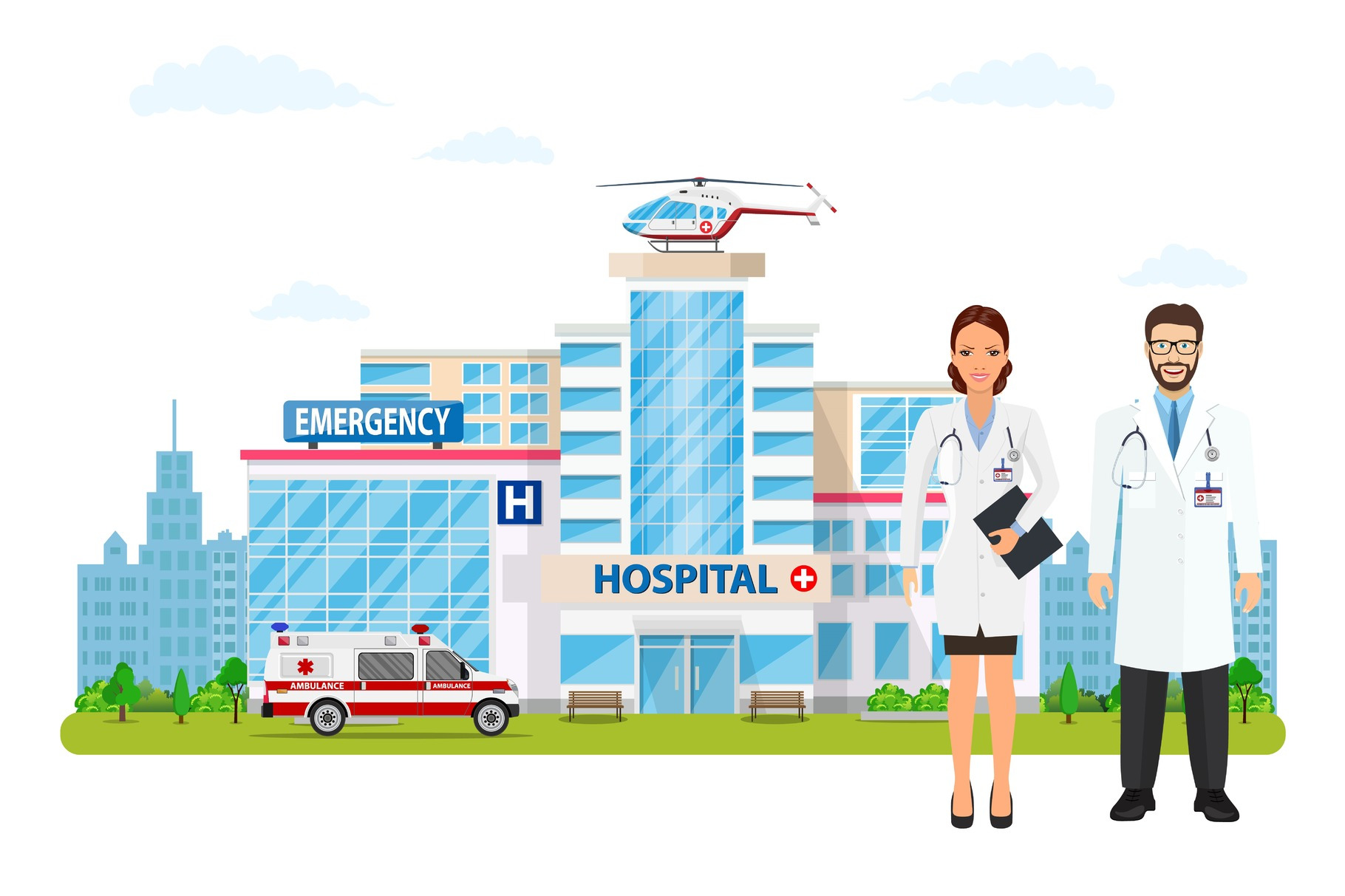 Medical concept. Panoramic background with hospital, a Healthcare ...