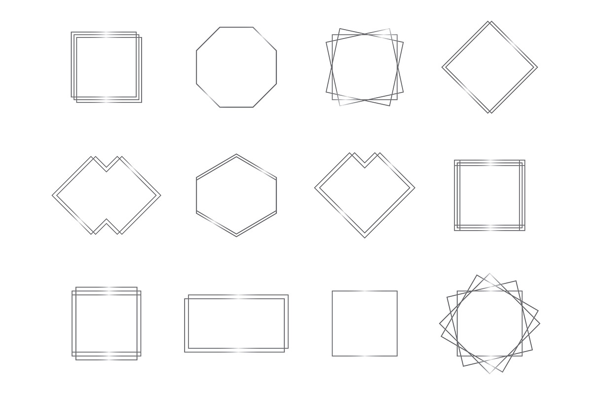 Geometric Silver Frames, a Decorative Illustration by ChicGraphix