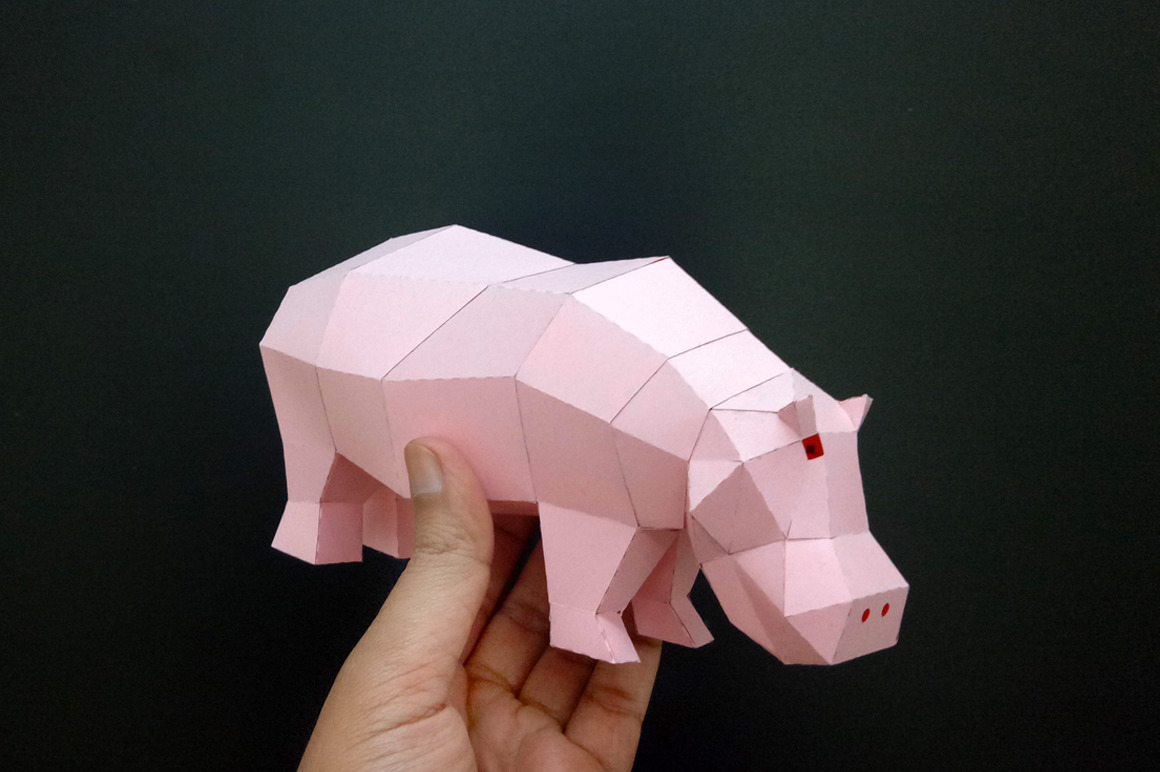 DIY Hippo Sculpture - 3d papercraft, a Templates & Theme by PAPER amaze