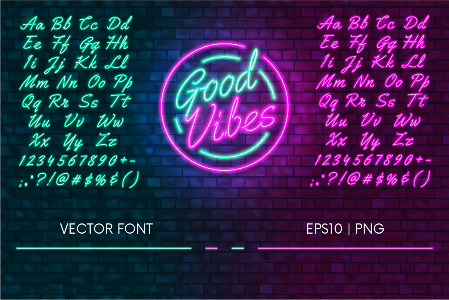 Neon font | Pink and Green, a Graphic by MaximGertsen | Creative Market