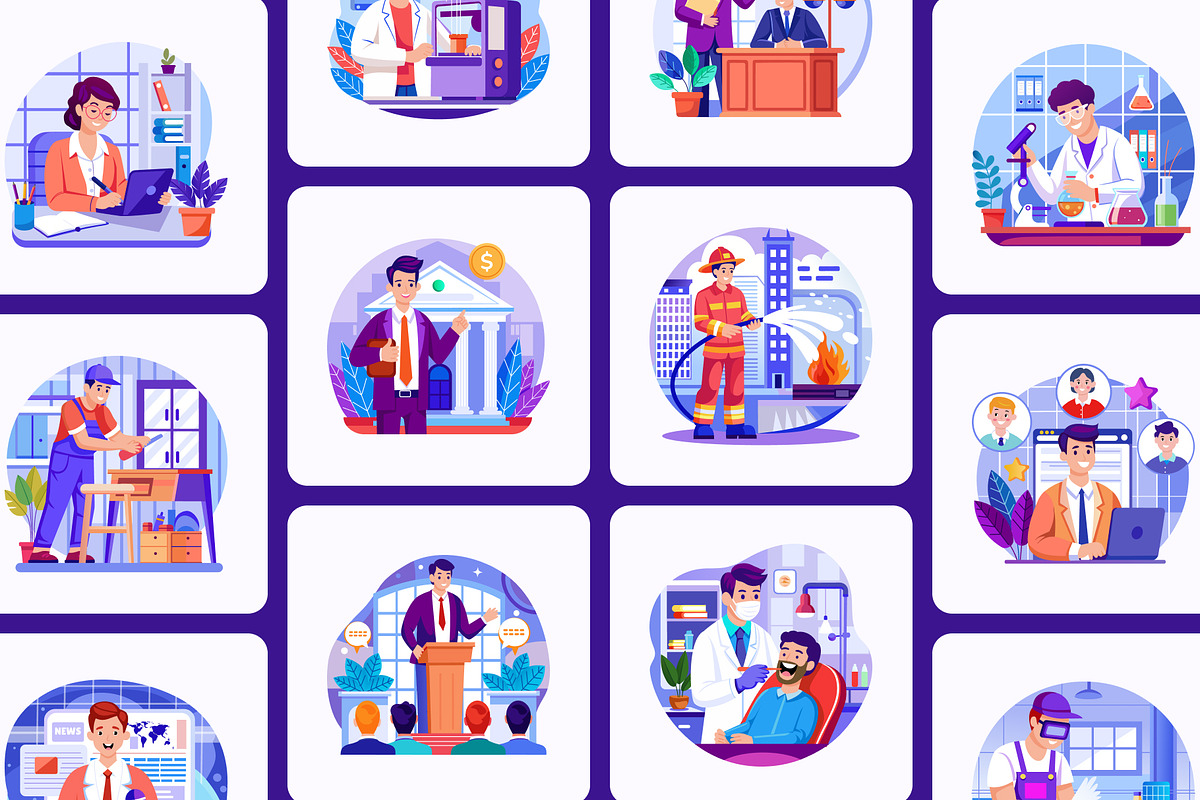 Animated Job Illustrations Art Set
