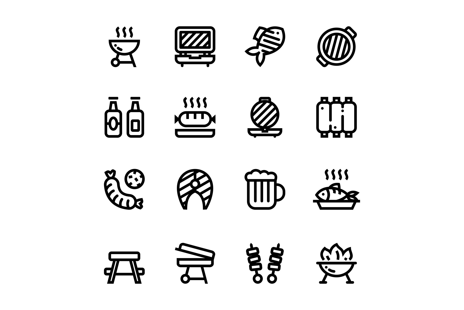 Barbecue, Grill, Meat Icons Pack 2, an Outline Icon by karetniy