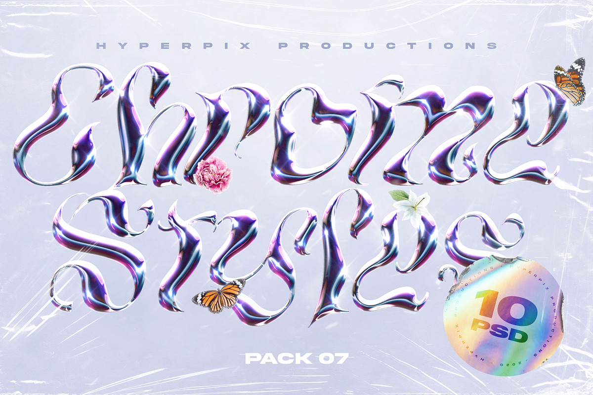 Chrome Text Effects Vol.7, a Layer Style Add-On by Hyperpix Productions | Creative Market