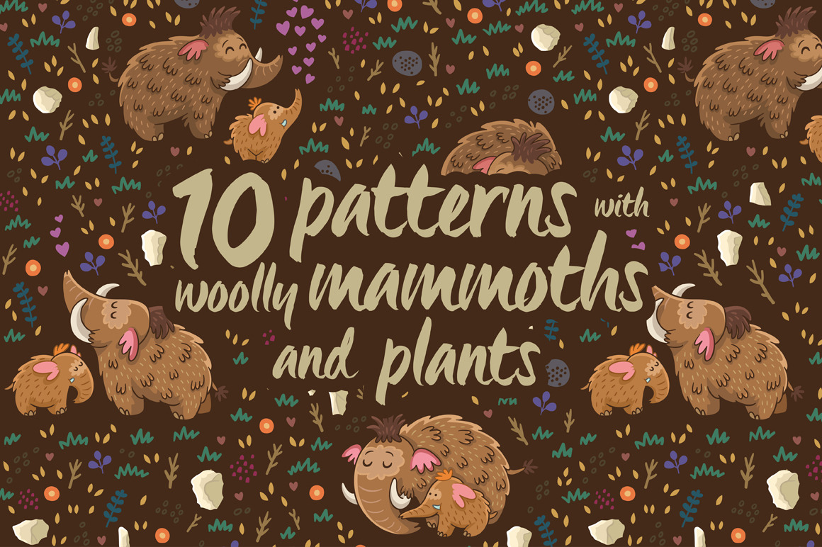 Woolly mammoths, a Pattern Graphic by PenguinHouse