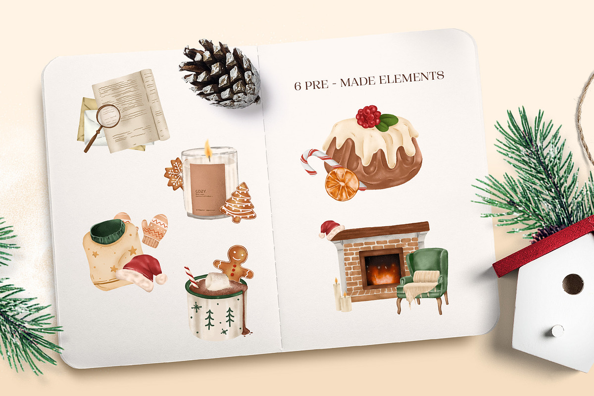 Cozy Christmas Clipart Illustrations, an Object Graphic by DesignerCandies
