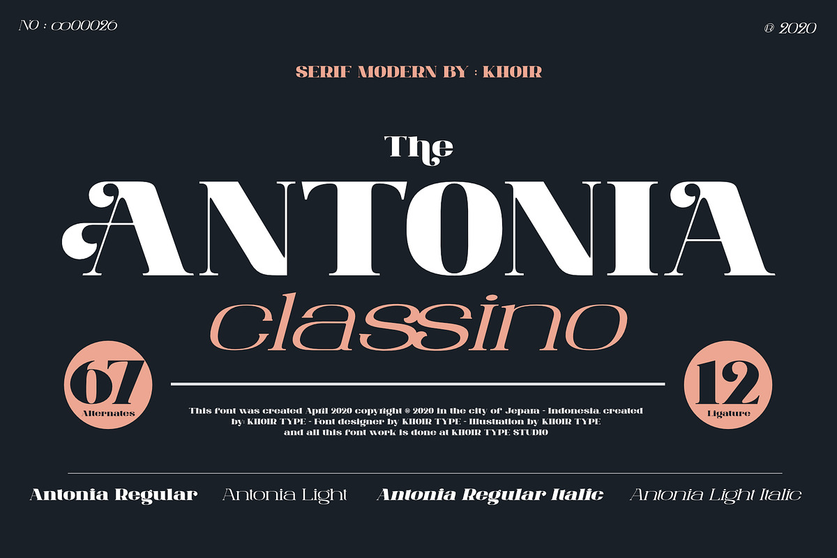 ANTONIA - The Classino Serif, a Serif Font by Khoir