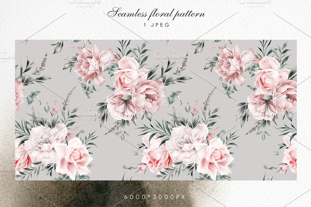 Watercolor blush flowers, a Decorative Illustration by ollalya