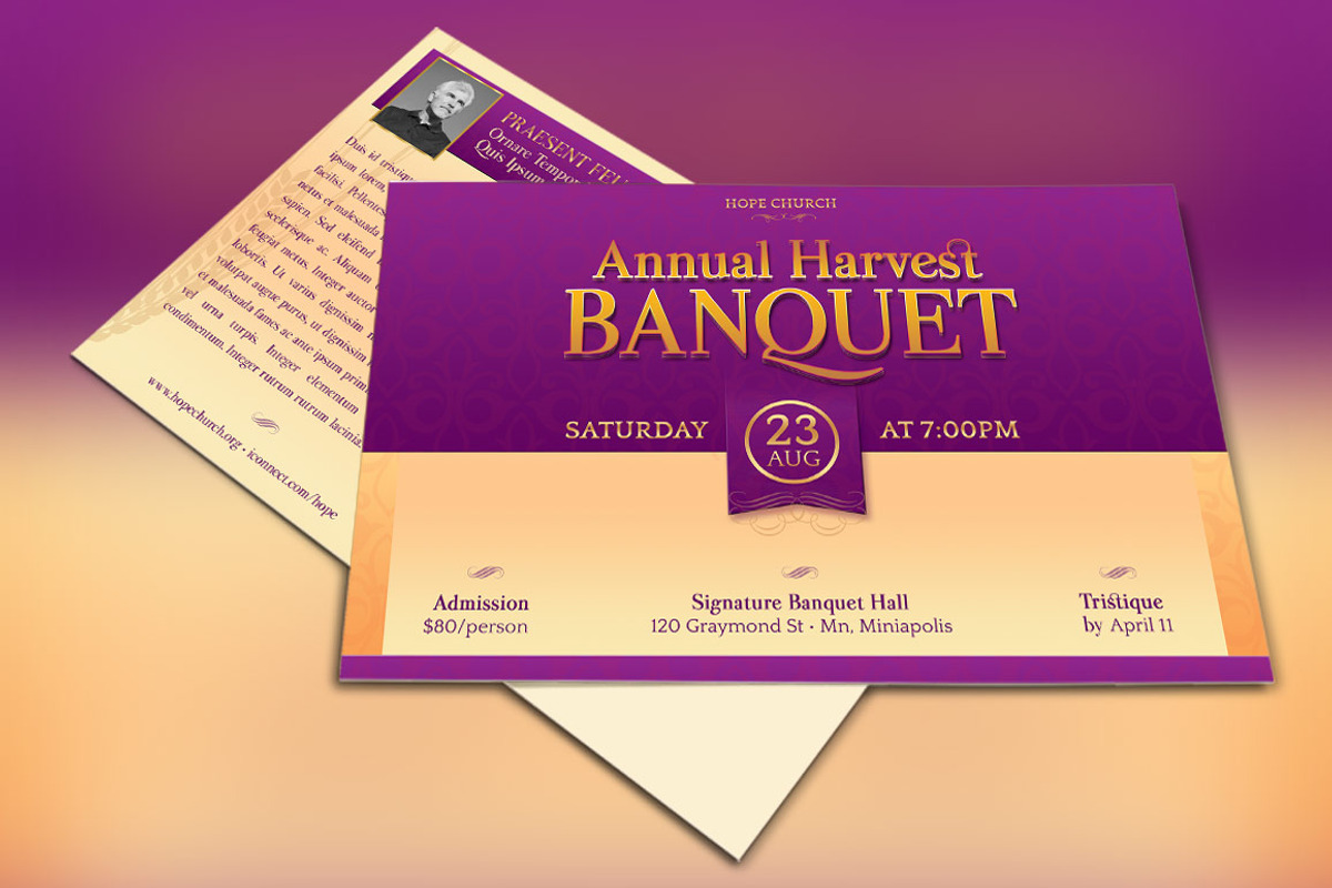 Church Banquet Invitation Template, a Card Template by Godserv Designs
