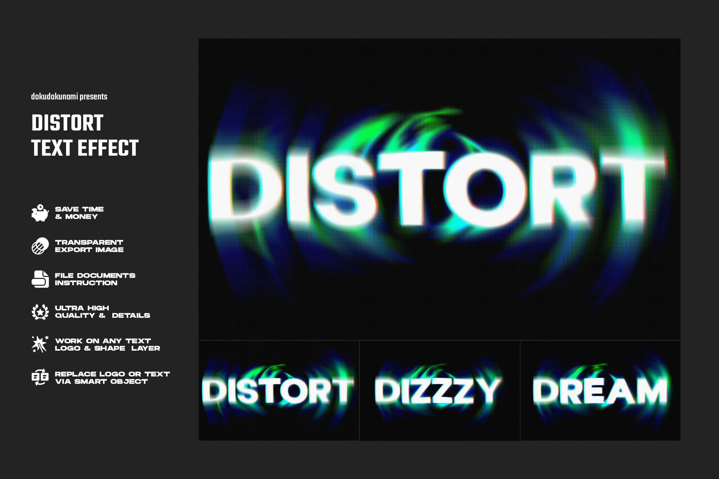 Distort Text Effect, a Layer Style Add-On by dokudokunomi