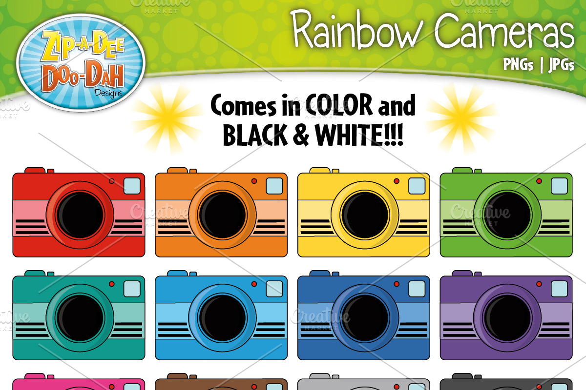 Rainbow Camera Clip Art Set, a Graphic by Zip-A-Dee-Doo-Dah Designs ...