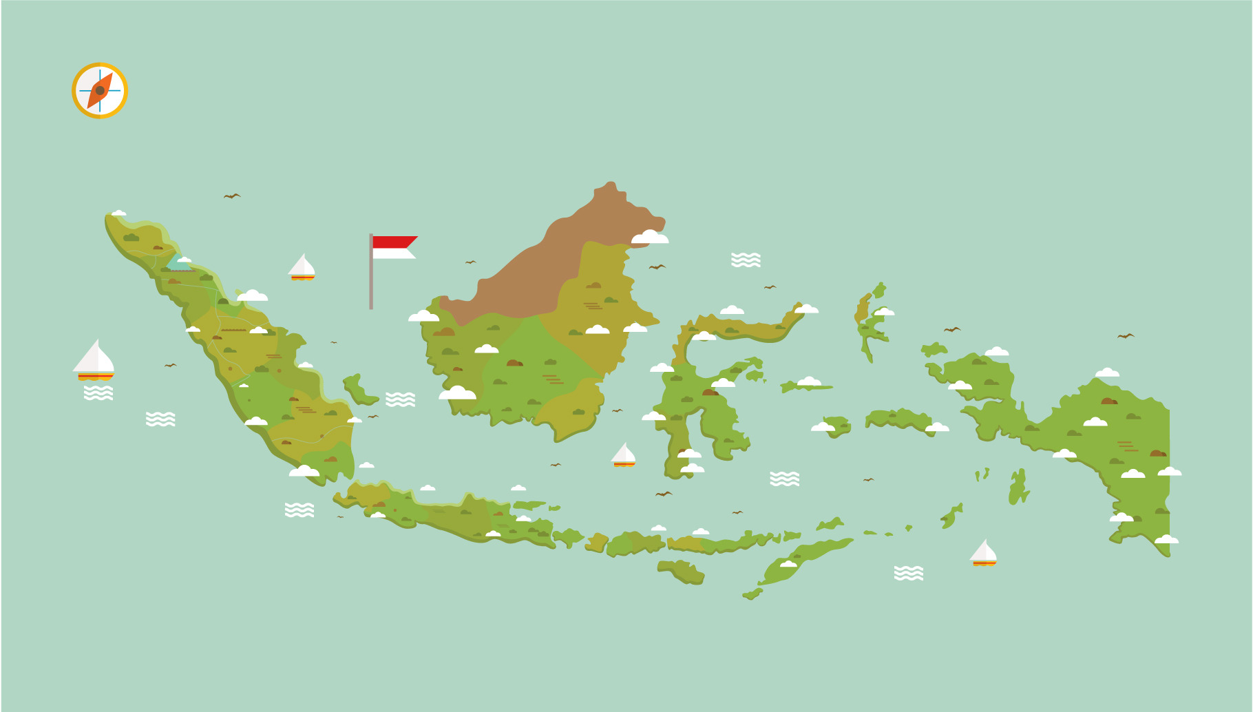Indonesia Travel Map Vector, an Illustration by CatFat Studio