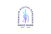 hand magic wand logo vector icon, a Branding & Logo Template by vastard