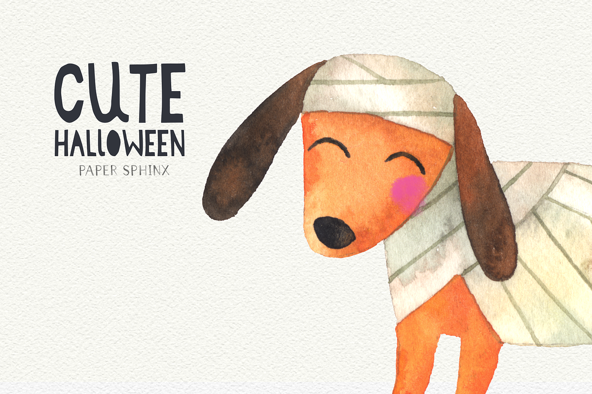 Cute Halloween Watercolor Clipart, an Illustration by PaperSphinx