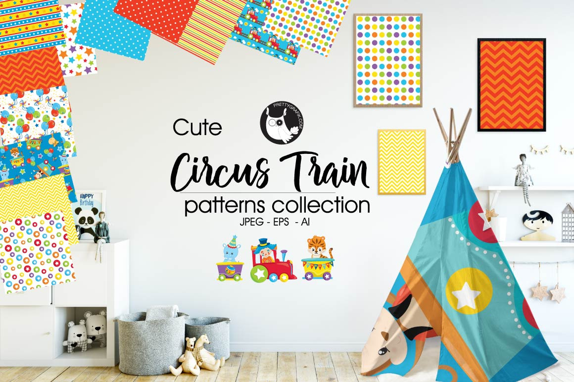 CIRCUS TRAIN Pattern collection, a Pattern Graphic by PrettyPatterns