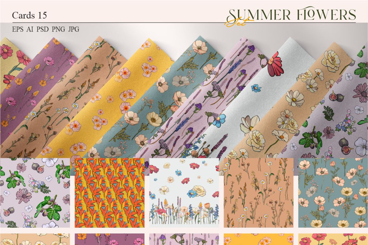 Summer flowers set