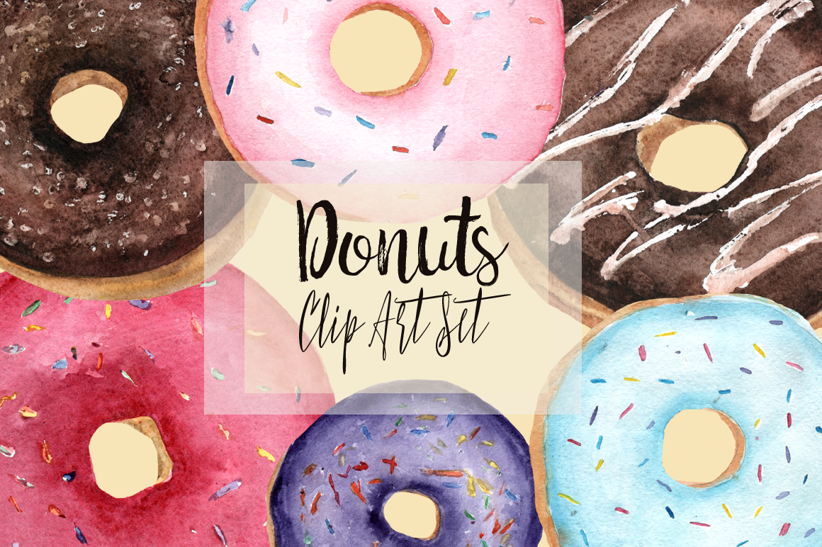 Watercolor Donuts Clip Art Set, a Food Illustration by Tati Bordiu