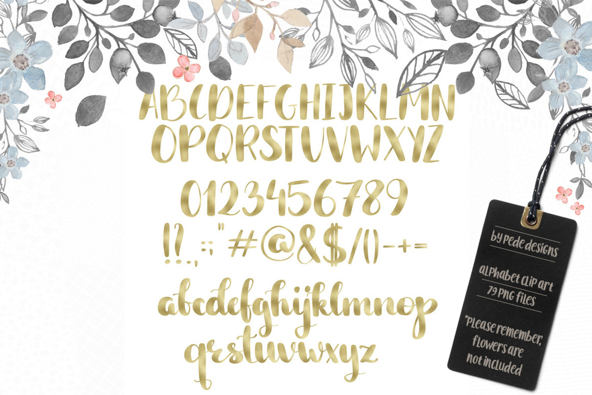Gold foil alphabet clipart, an Object Graphic by PeDe Designs