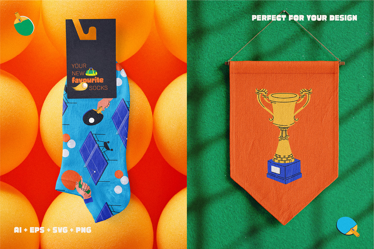 Paddle or table tennis vector bundle, a Sport Illustration by My.Ordinarty
