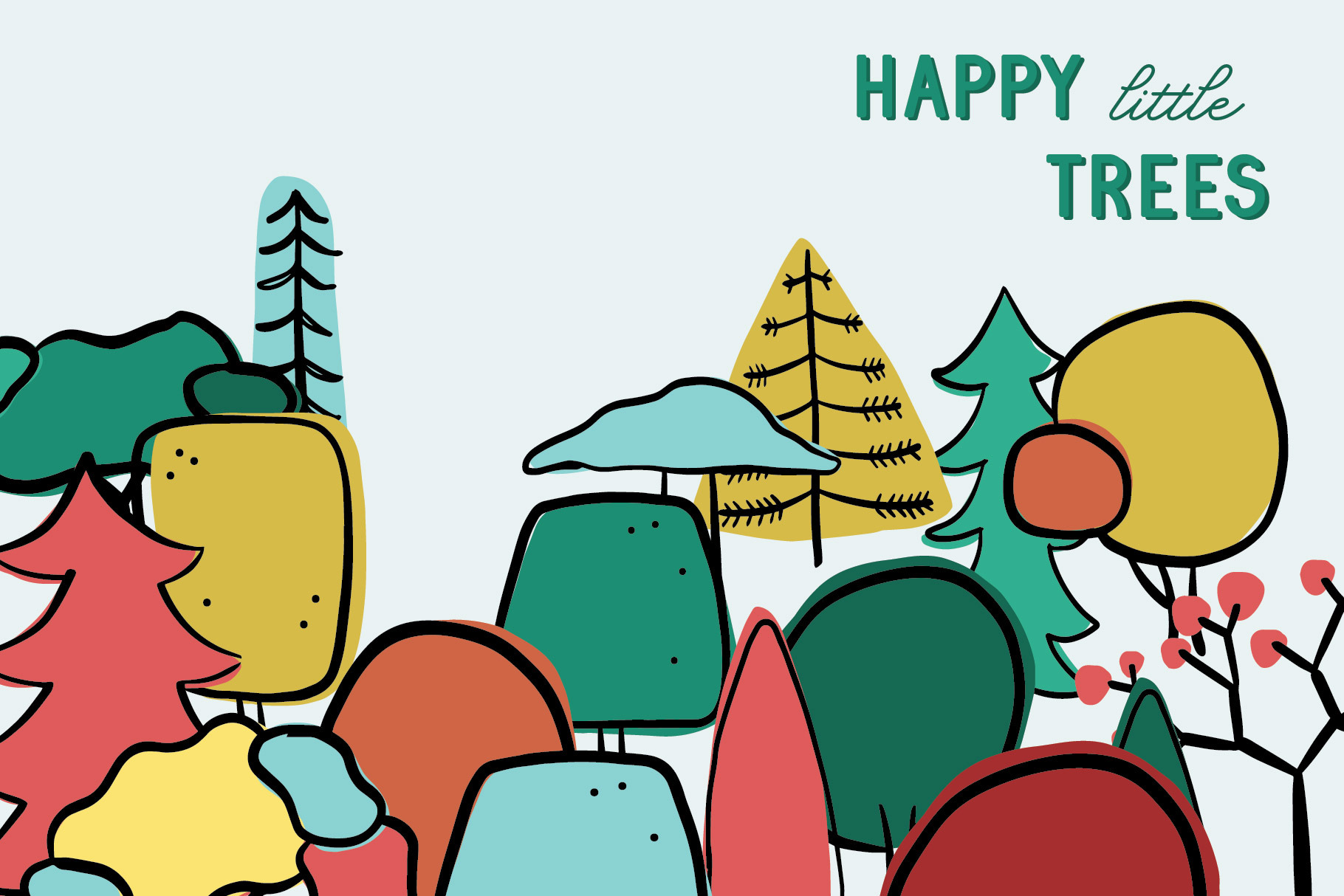 Happy Little Tree Graphics, an Illustration by Maddie Mae Studios