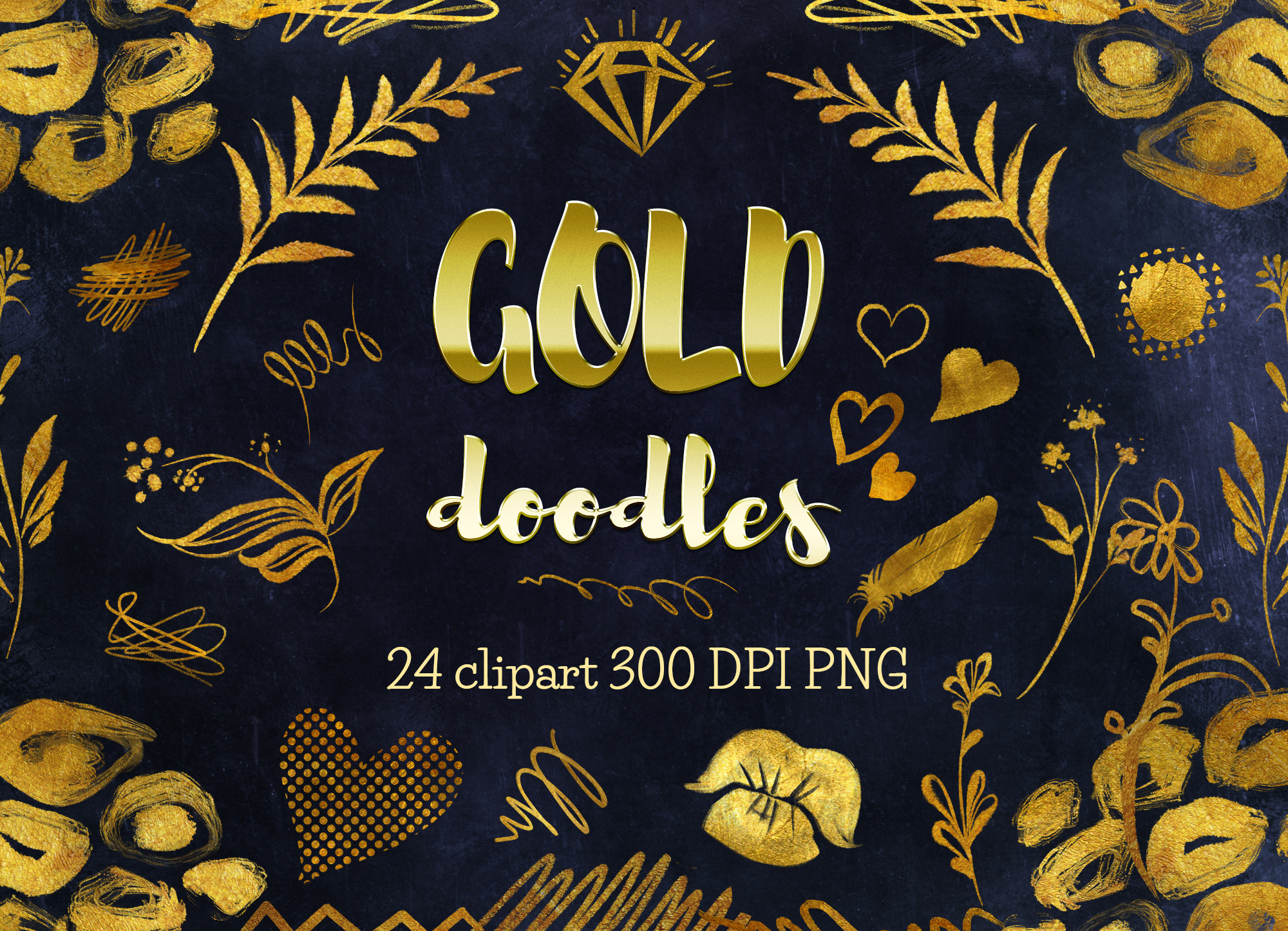 Gold doodles and scribbles clipart, a Decorative Illustration by Drumla