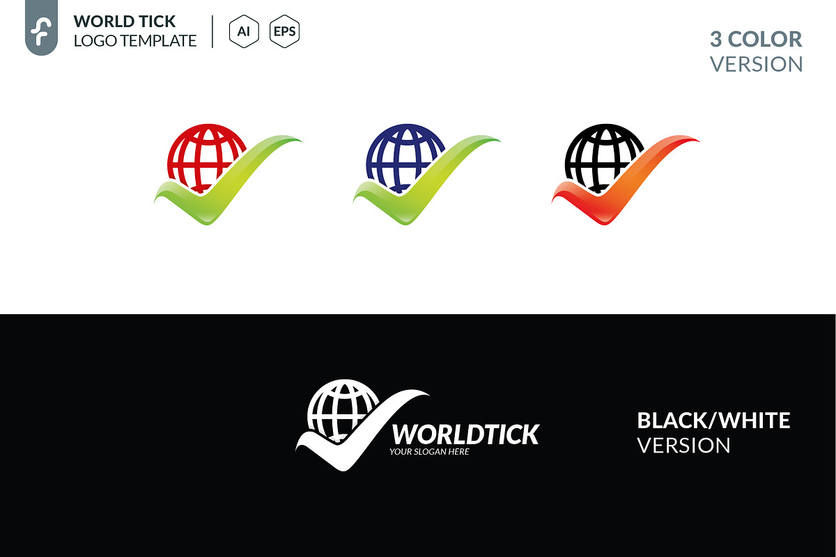 World Tick Logo, a Branding & Logo Template by ft.studio