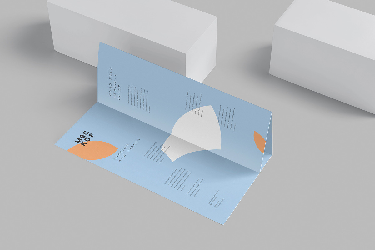 Quad Fold Vertical Flyer Mockups, a Print Template by DesignNeutrons