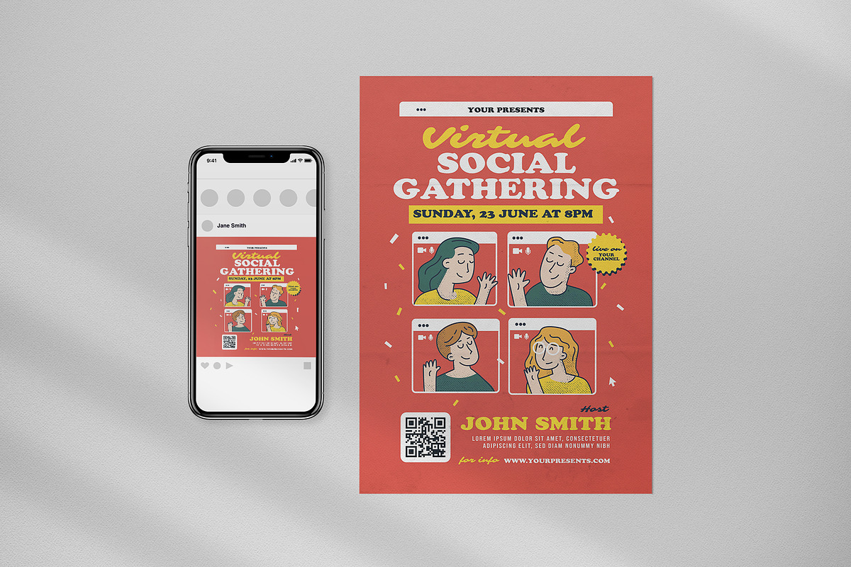 Virtual Social Gathering Pack, a Flyer Template by lilyshop