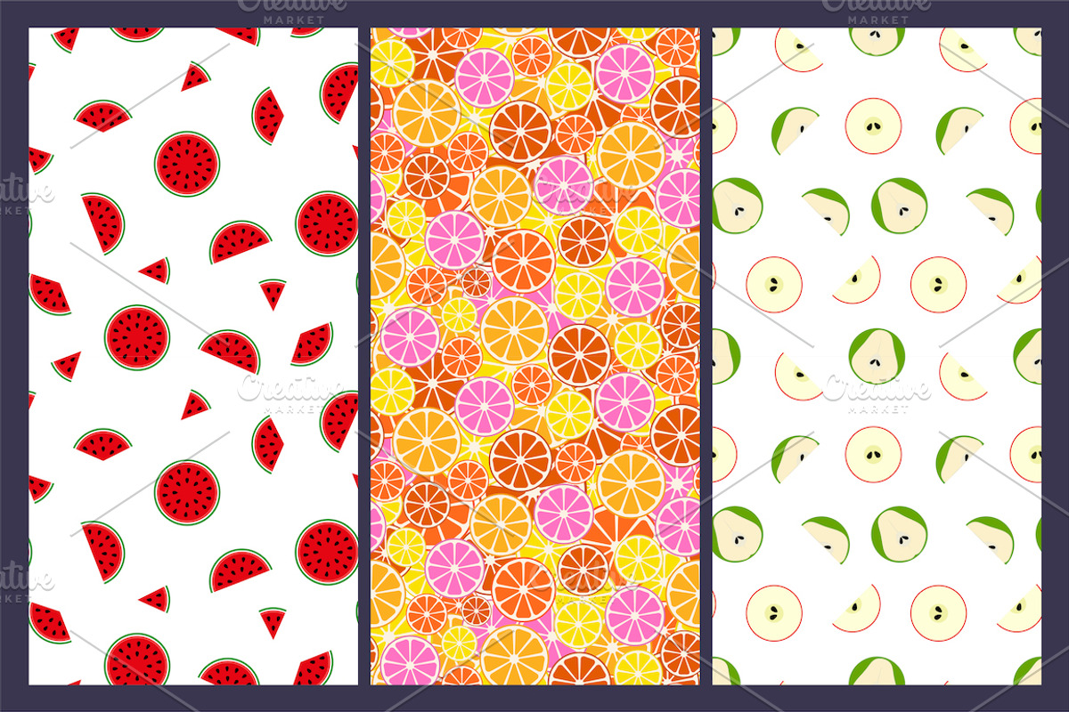 Set of colorful fruits patterns, a Pattern Graphic by ExpressShop ...