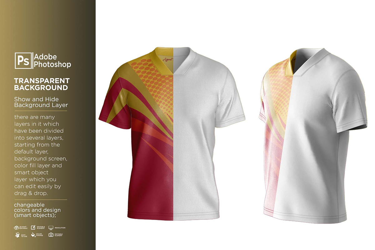 T-Shirt V-Neck Collar Mockup
