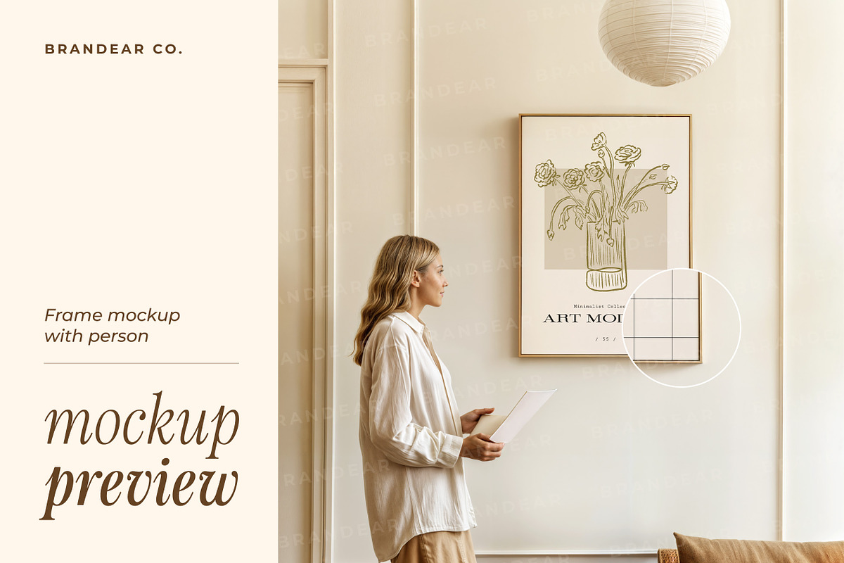 20 Frame Mockups with Person, a Household Mockup by Brandear Design