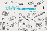 Hand drawn medicine sketches set, a Healthcare Illustration by Samui-Art