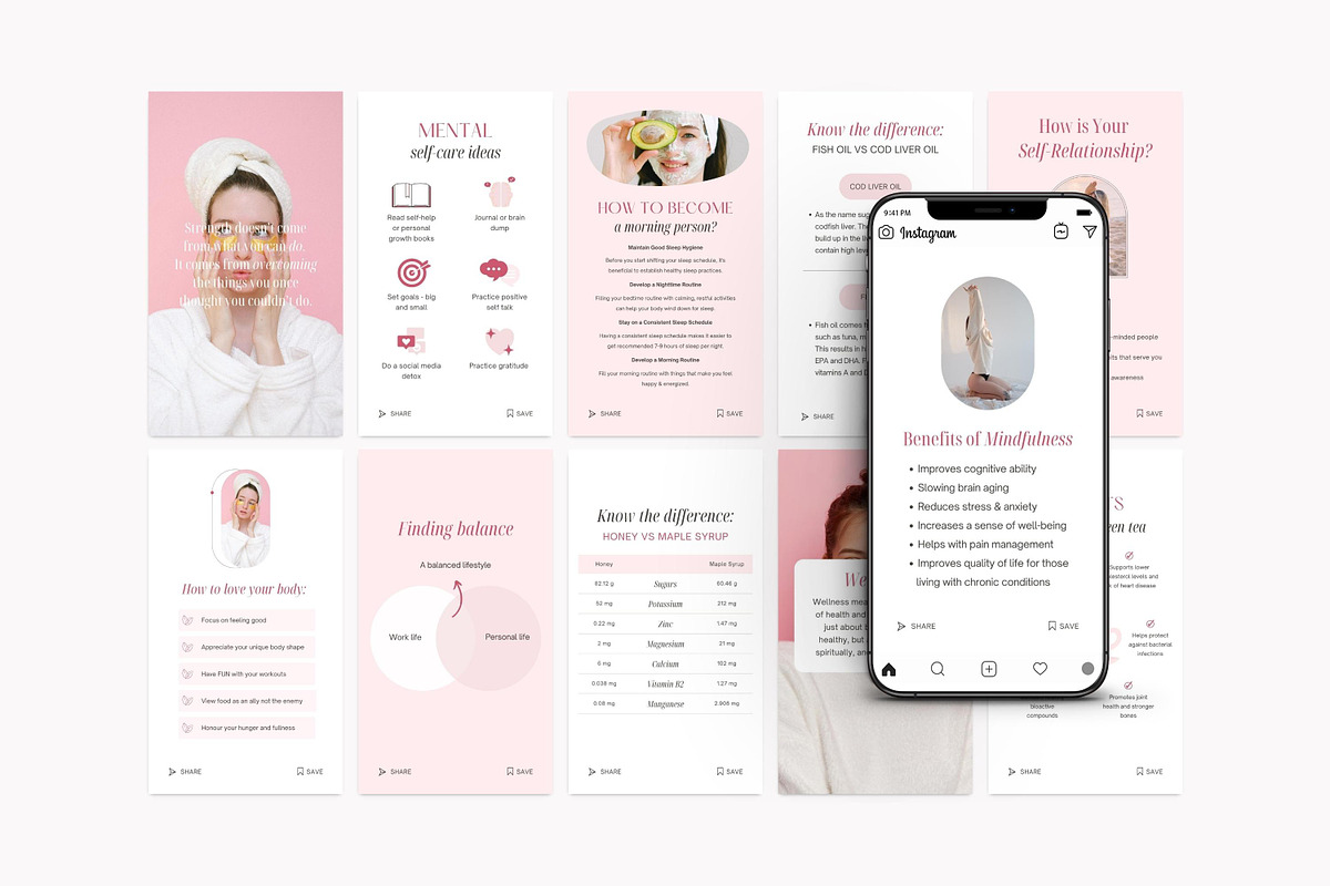 Health & Wellness templates, a Social Media Template by LiliesandBerries